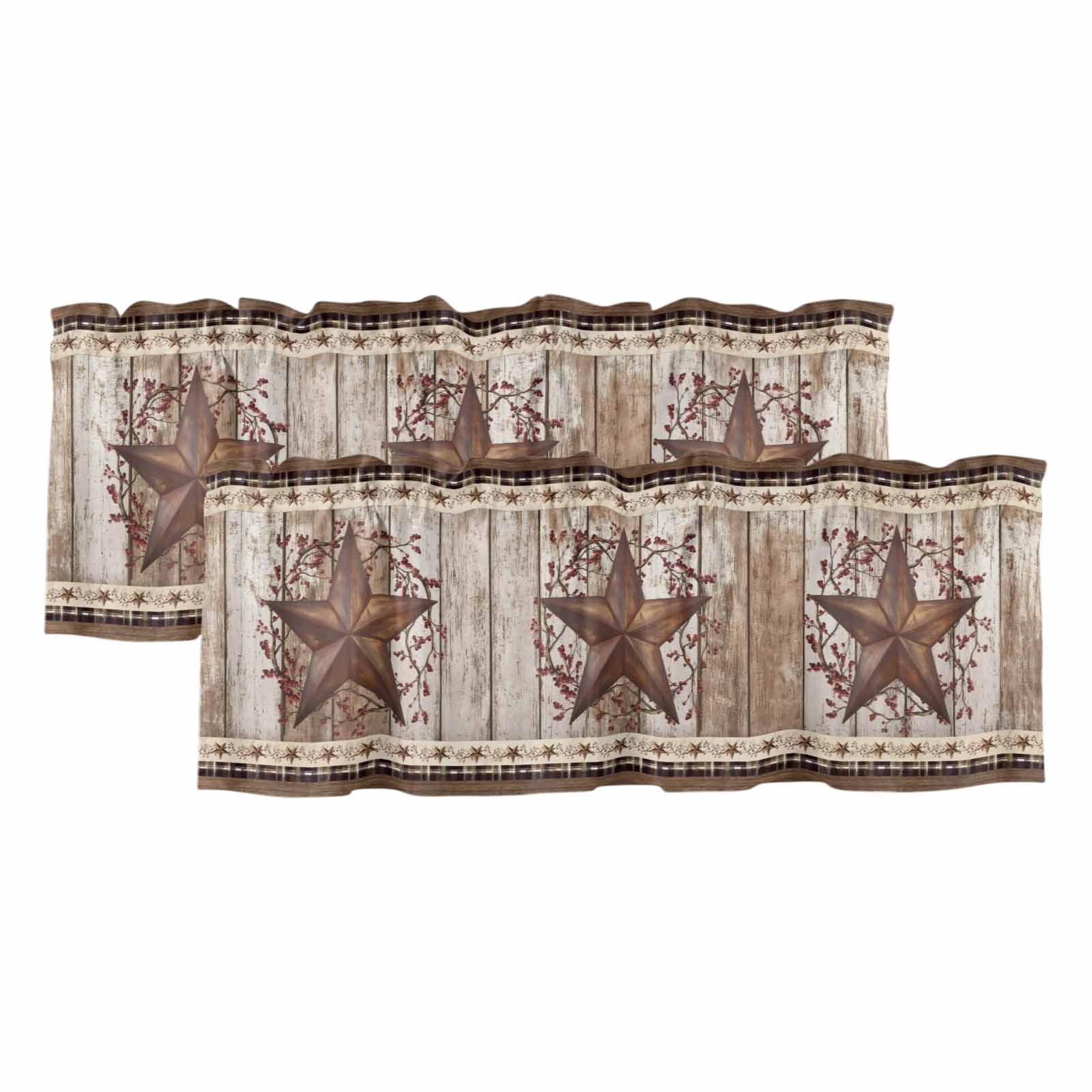2 Pack Texas Star Vintage Valances for Windows Bedroom Living Room ...