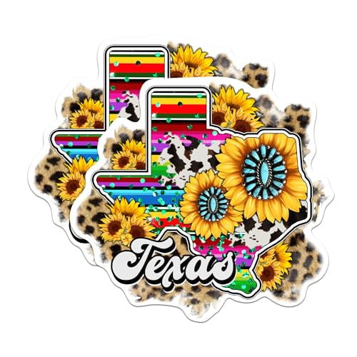 (2 Pack) Texas State Outline Stickers - Texas Cheetah Print Western ...