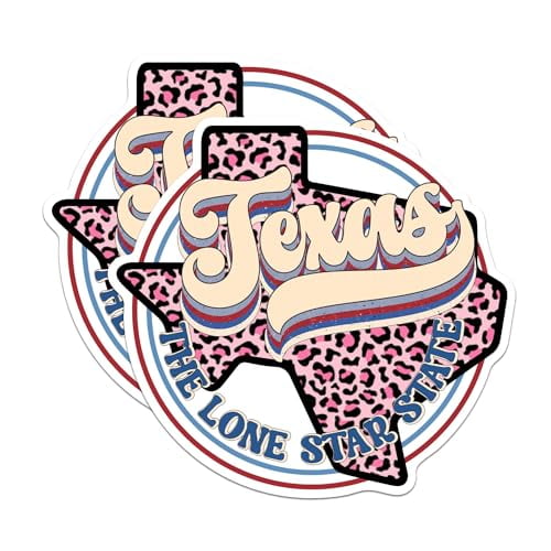 (2 Pack) Texas The Lone Star State Stickers - Pink Leopard Print ...