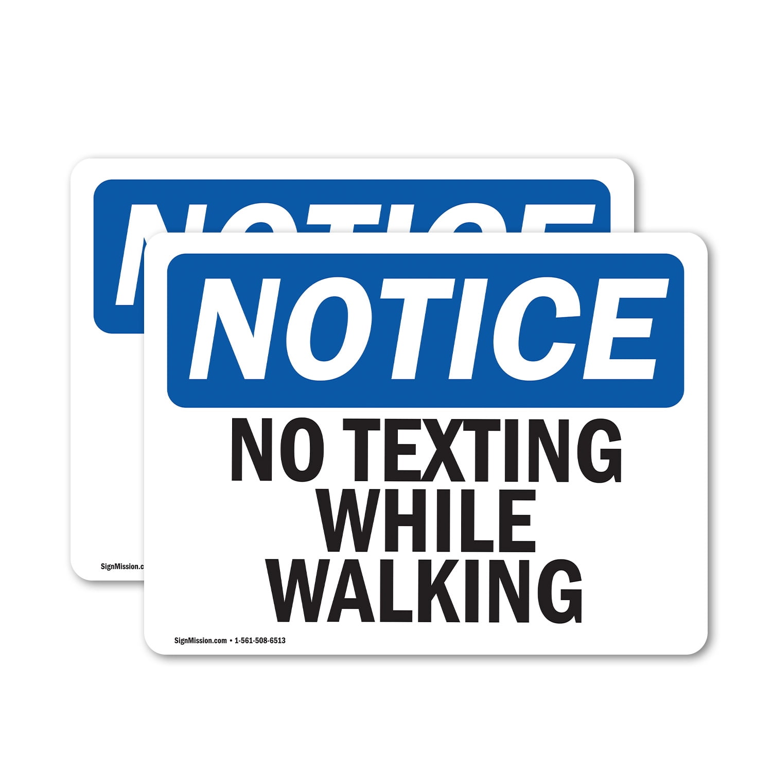(2 Pack) No Texting While Walking OSHA Notice Sign 14 Inch X 10 Inch ...