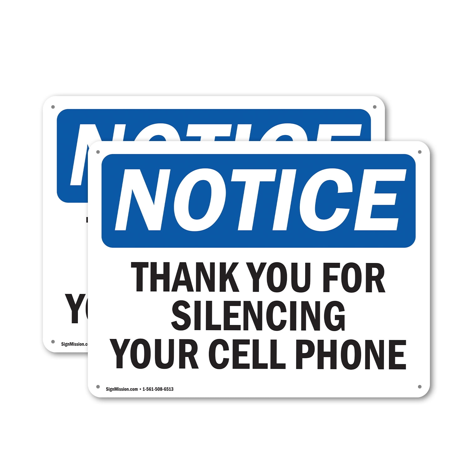 (2 Pack) Thank You For Silencing Cell Phone OSHA Notice Sign 18 Inch X ...
