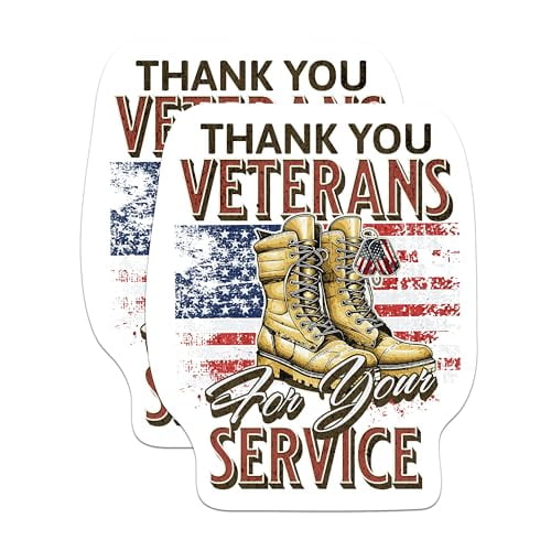 (2 Pack) Thank You Veterans for Your Service Stickers - USA Flag Army ...