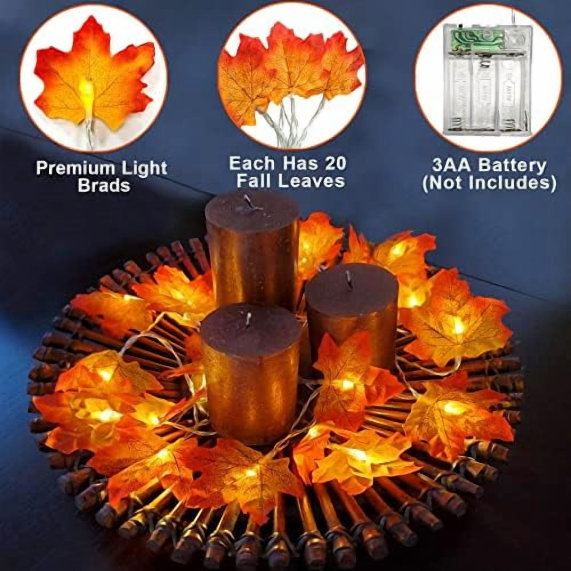 2 Pack Thanksgiving Decorations Enlarged Maples Leafed Lights Total ...