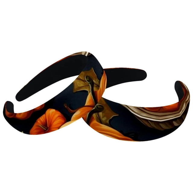 2 Pack Thanksgiving Pumpkin Headbands -Wide Fashion Head Bands for ...