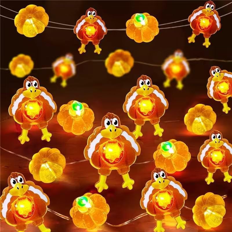 2 Pack Thanksgiving Turkey 3D Pumpkin Lights Decorations Total 40 LED ...