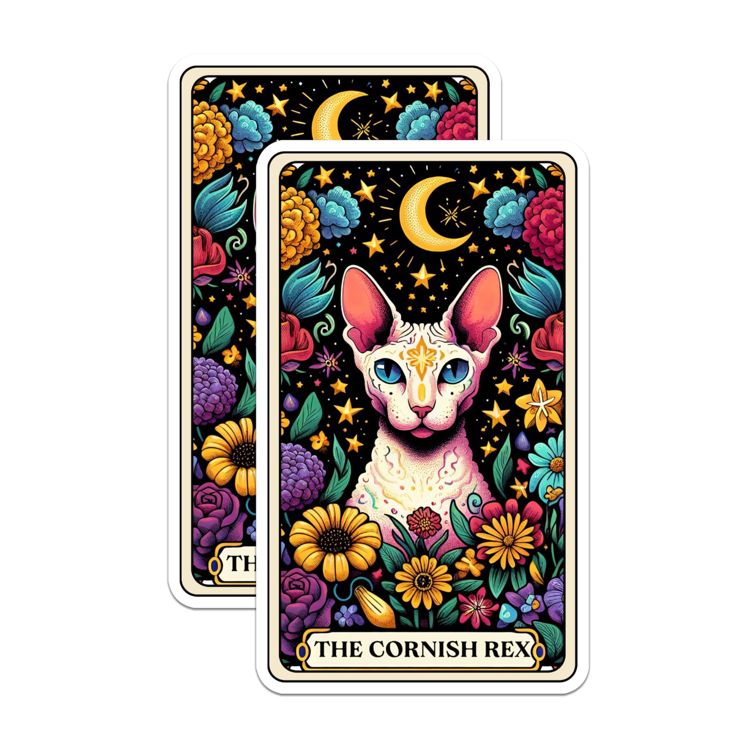 (2 Pack) The Cornish Rex Tarot Card Stickers - Cornish Rex Cat Breed ...