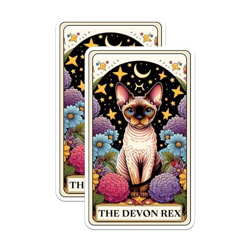 (2 Pack) The Devon Rex Tarot Card Stickers - Devon Rex Cat Breed ...