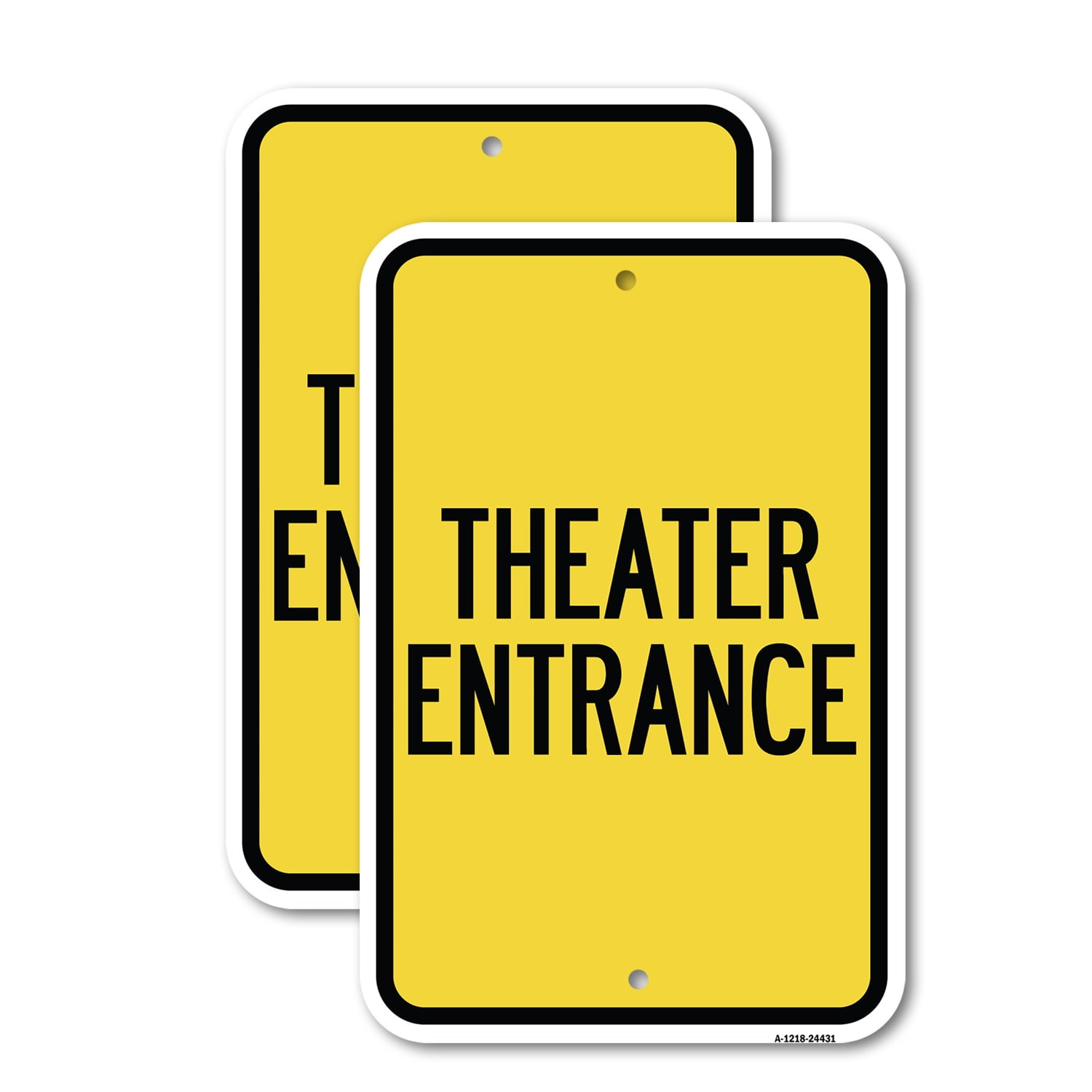 (2 Pack) Theater Entrance | 12" X 18" Heavy-Gauge Aluminum Sign | Rust ...