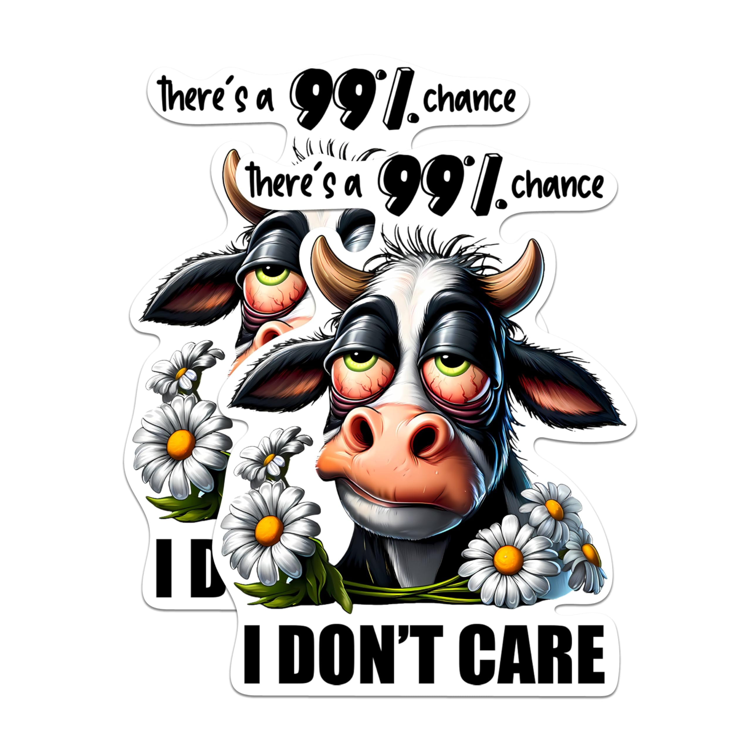 (2 Pack) There's A 99% Chance I Don't Care Magnets - Funny Animal Cow ...