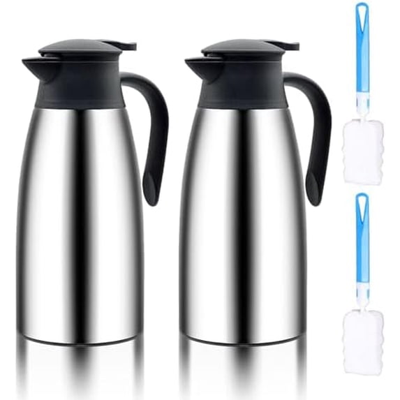 2 Pack Thermal Coffee Carafe, Insulated Stainless Steel Kettle for Hot ...