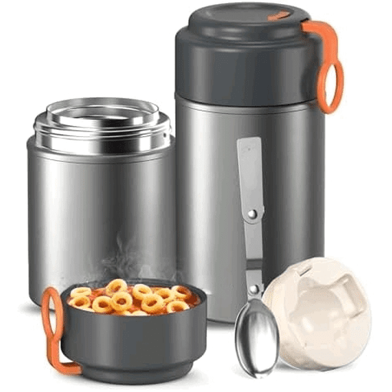2-Pack Thermo for Hot Food (17oz & 27oz) - 10H Hot & Cold, Leakproof ...