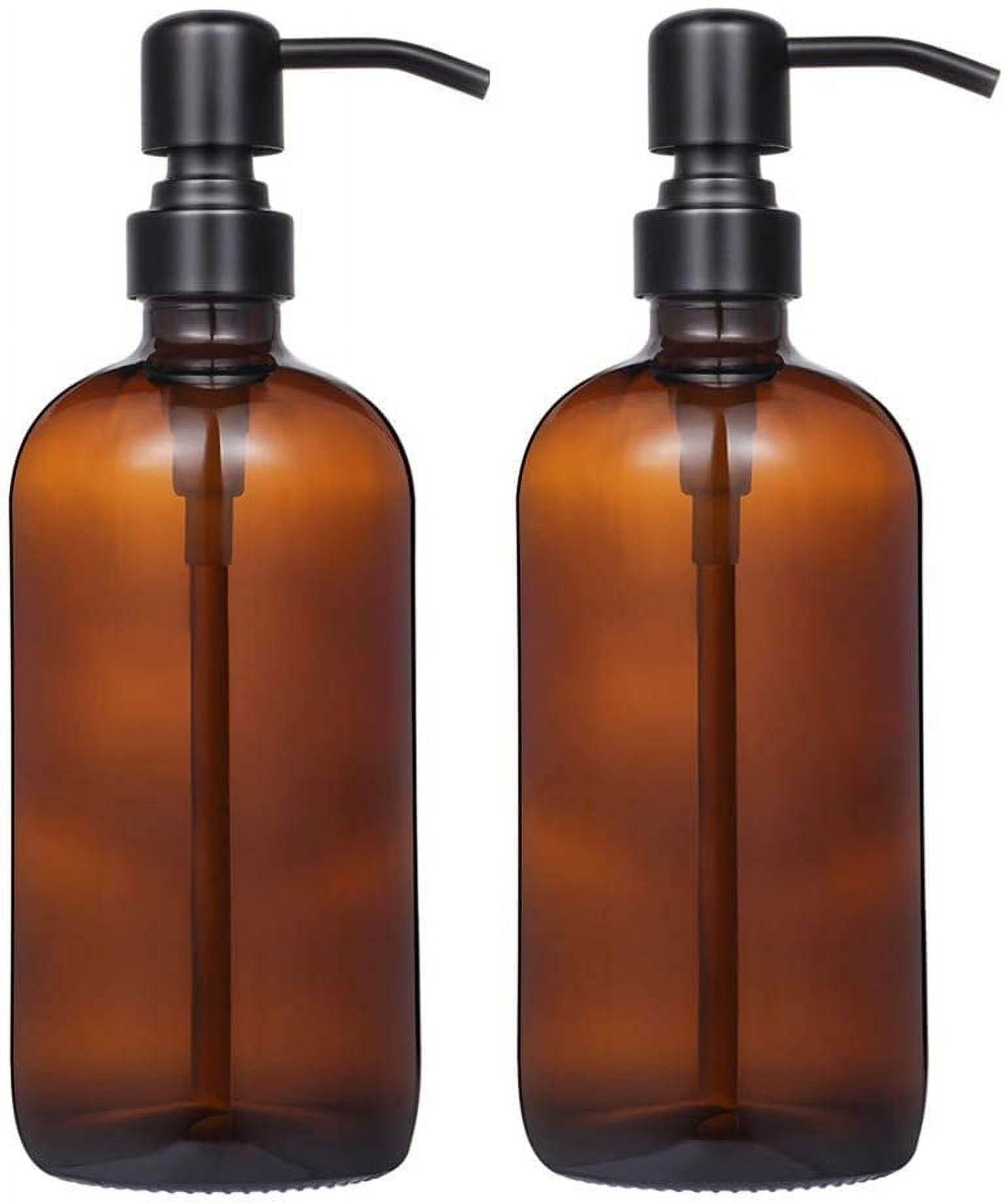 2 Pack Thick Amber Glass Pint Jar Soap Dispenser with Matte Black ...
