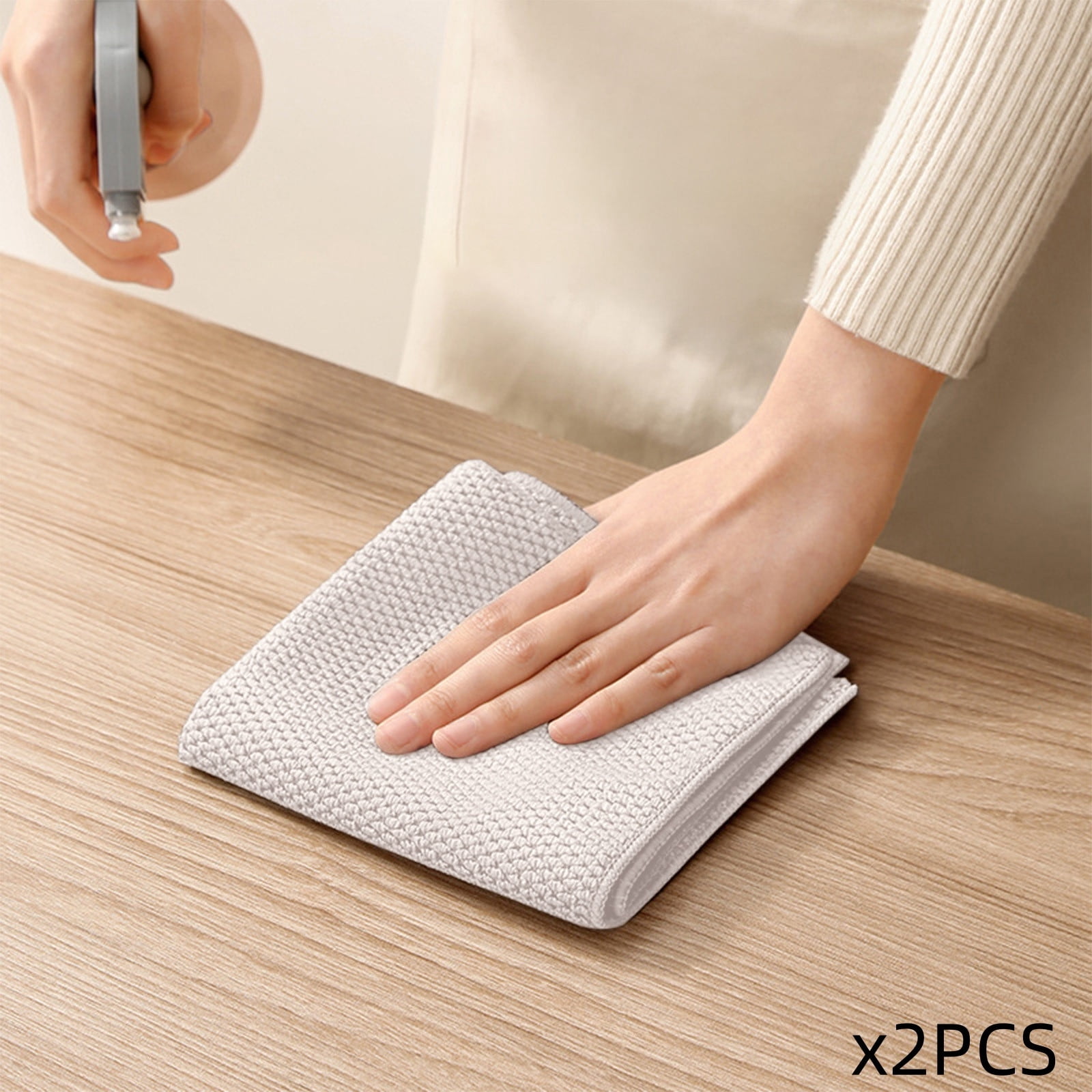 2 Pack Thick Microfiber Cleaning Cloth for Kitchen Dishes Counter Car ...