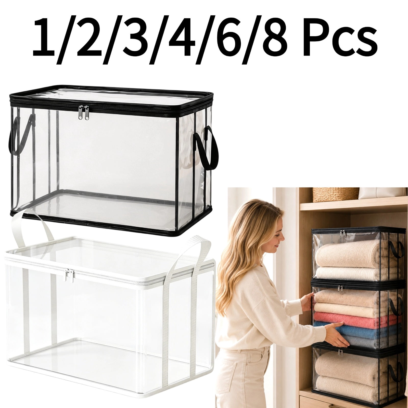 2-Pack Thick Plastic Clear Storage Box with Hinged Lid, 2026 Upgraded ...