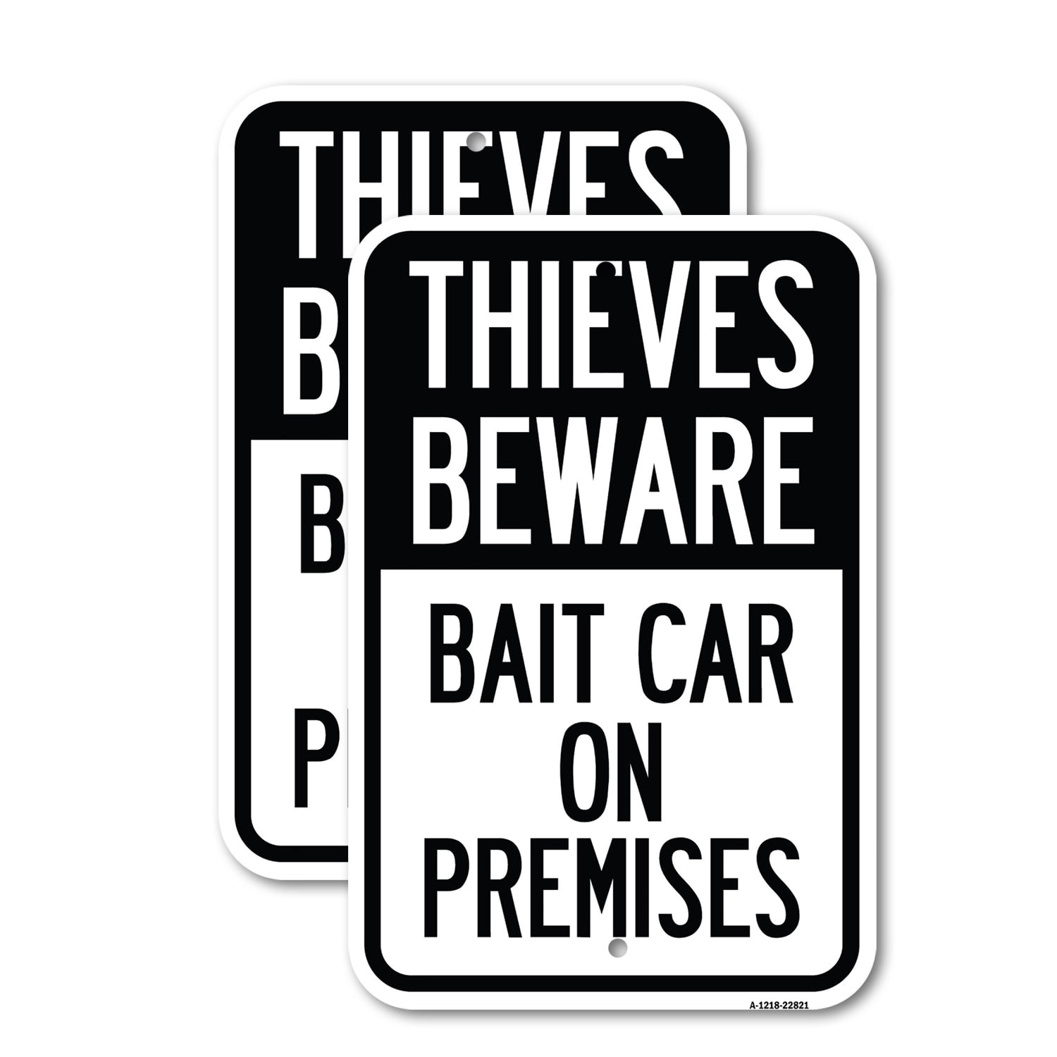(2 Pack) Thieves Beware Bait Car on Premises | 12" X 18" Heavy-Gauge ...