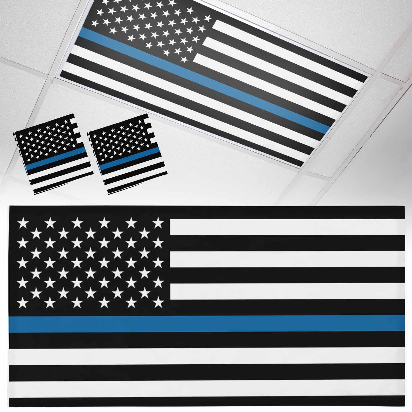 2 Pack Thin Blue Fluorescent Light Covers for Ceiling Lights Line Flag ...