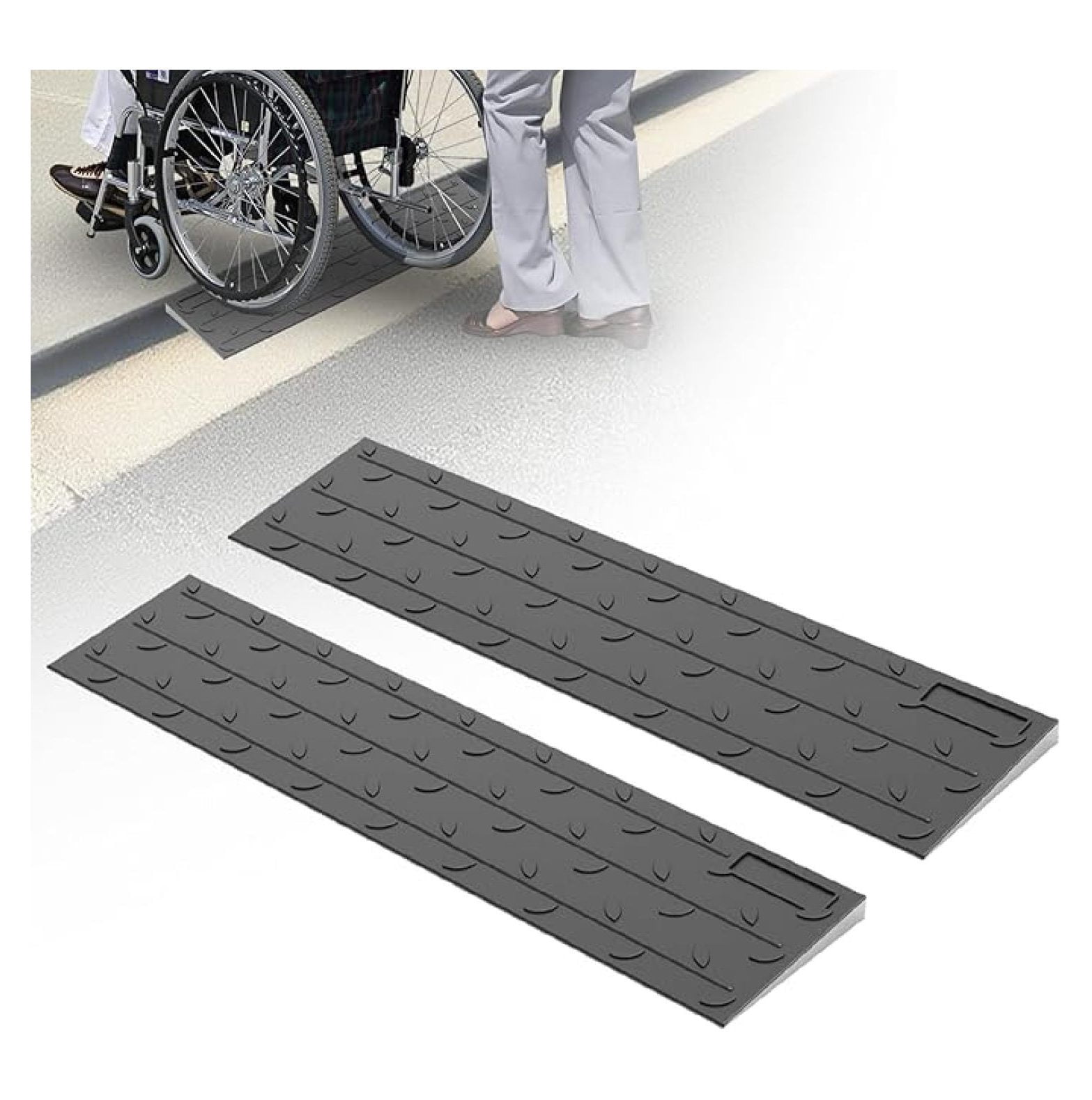 2 Pack Threshold Ramp for Doorways 1" , Heavy-Duty Rubber Wheelchair ...