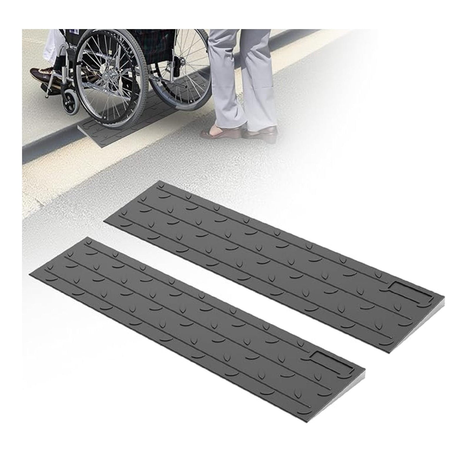 2 Pack Threshold Ramp for Doorways 1" , Heavy-Duty Rubber Wheelchair ...