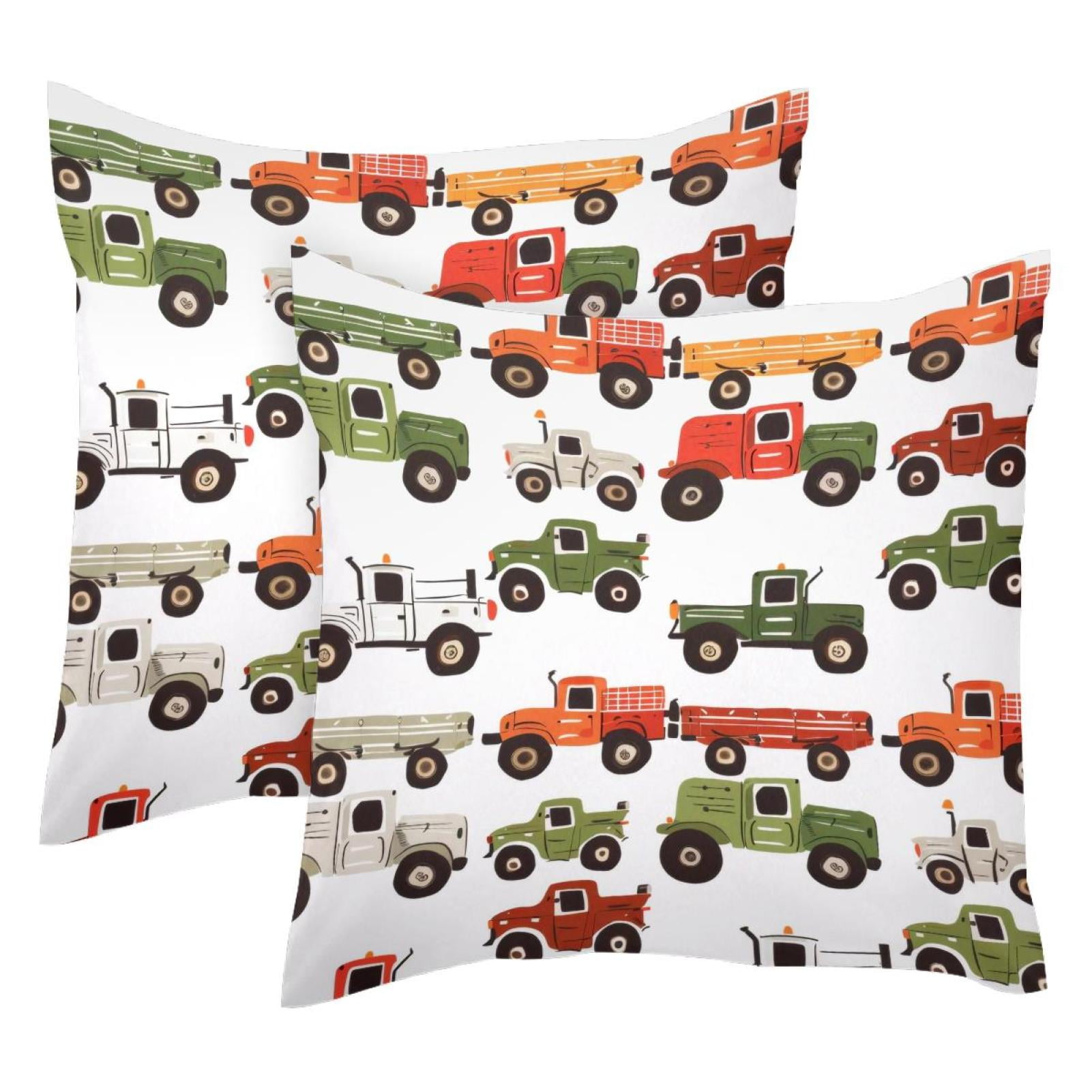2 Pack Throw Pillow Covers Cartoon Truck Tractor Pattern Decorative ...