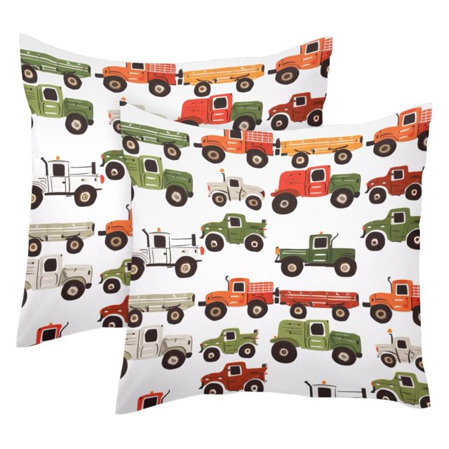 2 Pack Throw Pillow Covers Cartoon Truck Tractor Pattern Decorative ...