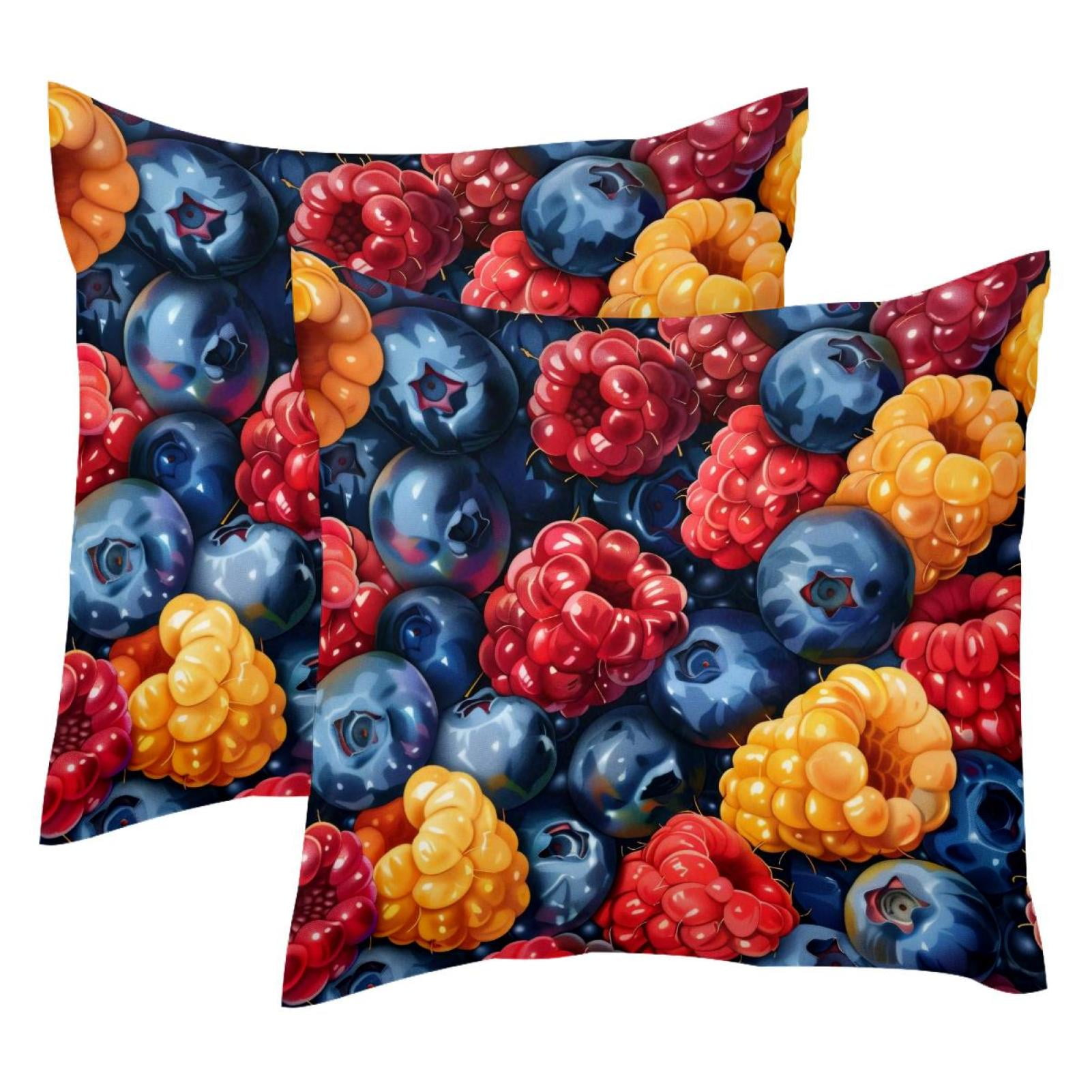 2 Pack Throw Pillow Covers Colorful Fruits Pattern Decorative Pillow ...