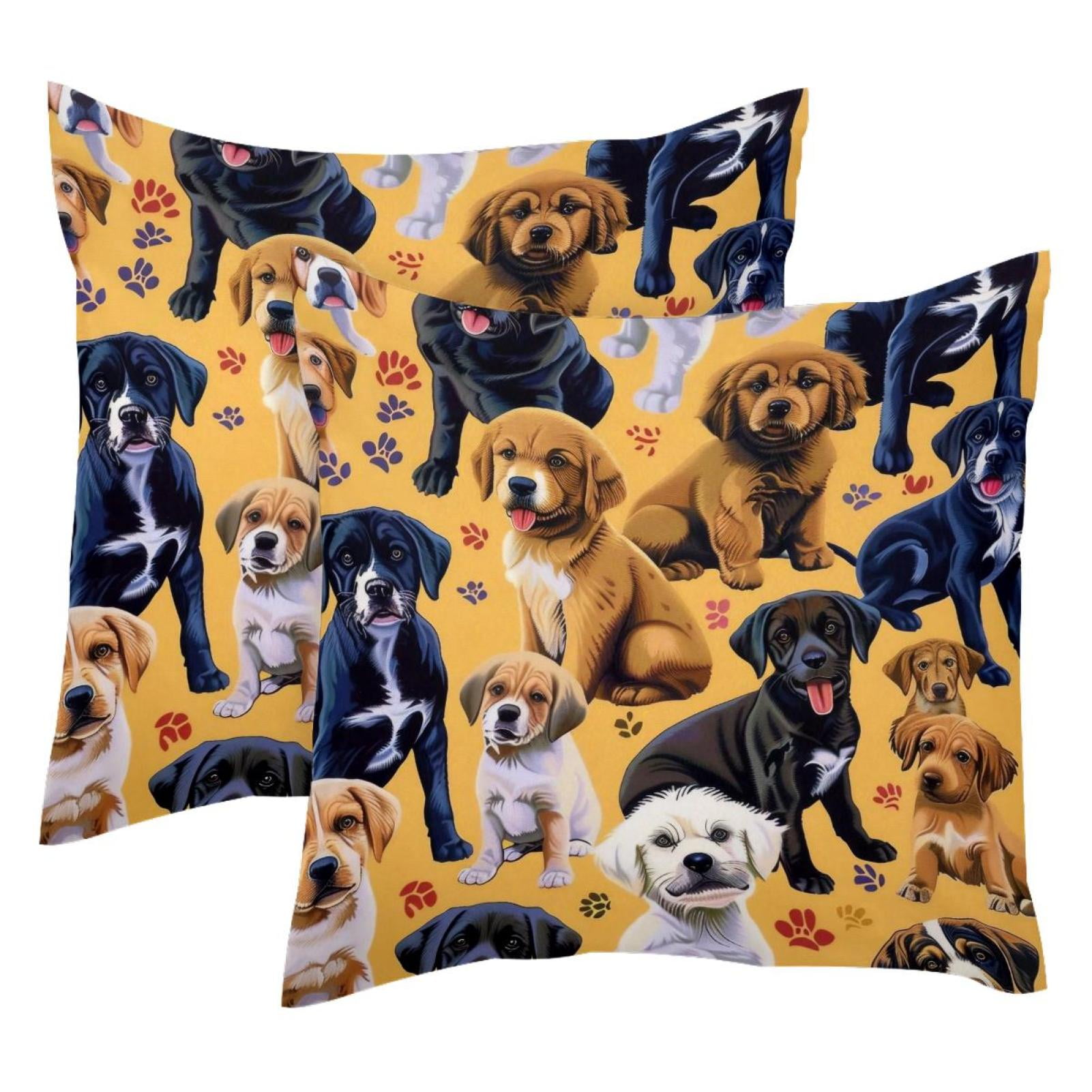 2 Pack Throw Pillow Covers Puppy Dogs Paw Pattern Decorative Pillow ...
