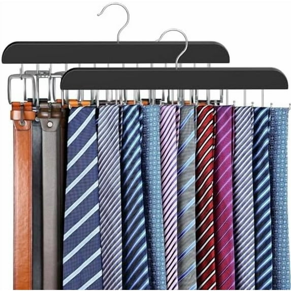 2 Pack Tie Rack & Belt Hanger 2 in 1 Tie Hanger Space Saving Max 42 ...
