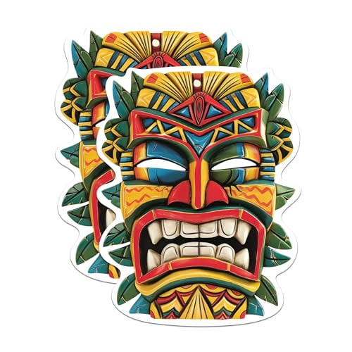 (2 Pack) Tiki Head Sticker - Polynesian Tiki Mask Decal - 5 Inches On ...