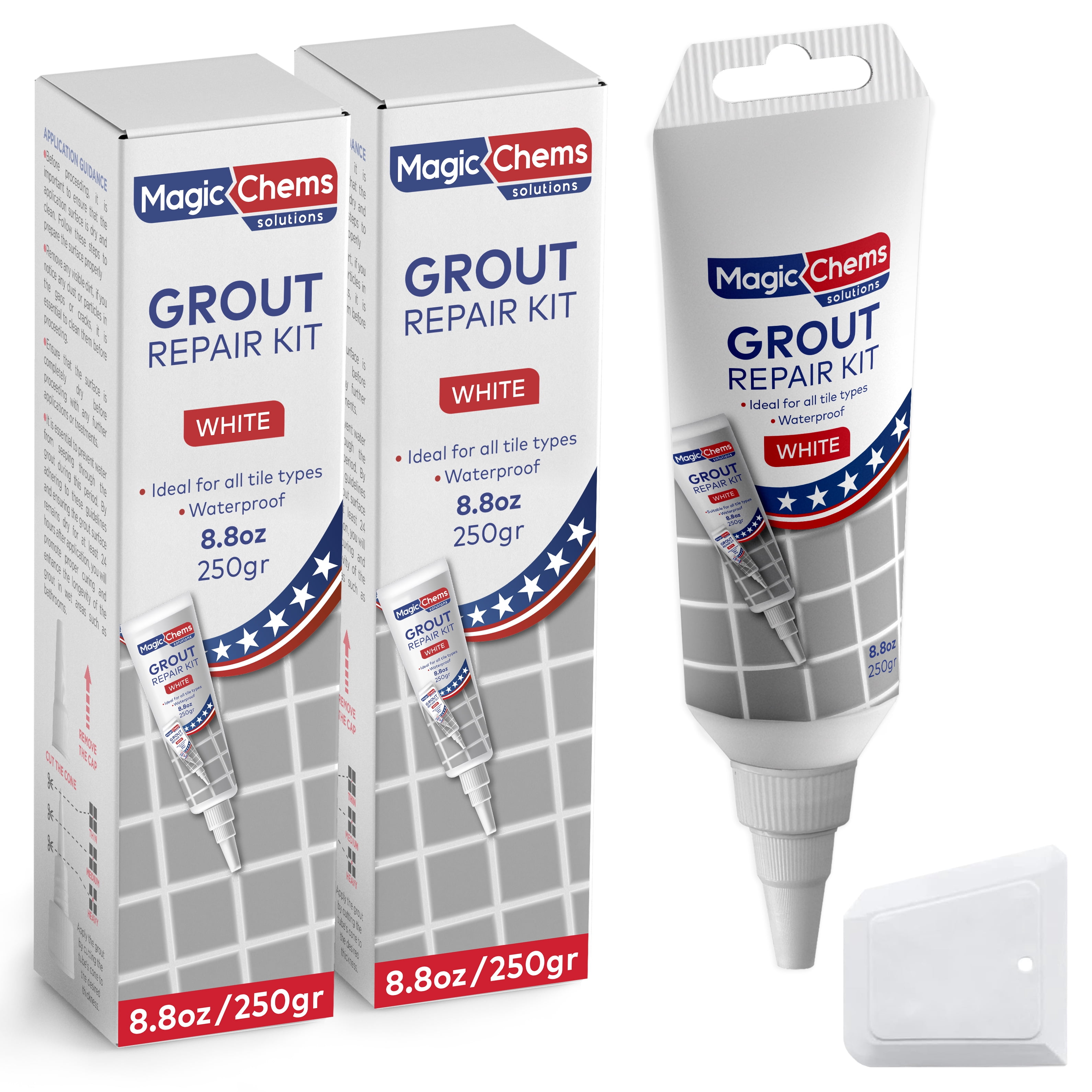 2 Pack Tile Grout Repair, White 8.8 oz/250gr. Fast Drying Grout Repair ...