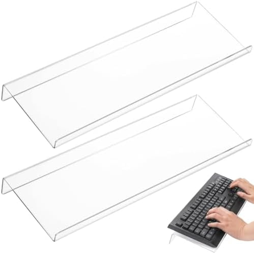 2 Pack Tilted Computer Keyboard Stand, Clear Acrylic Keyboard Tray ...