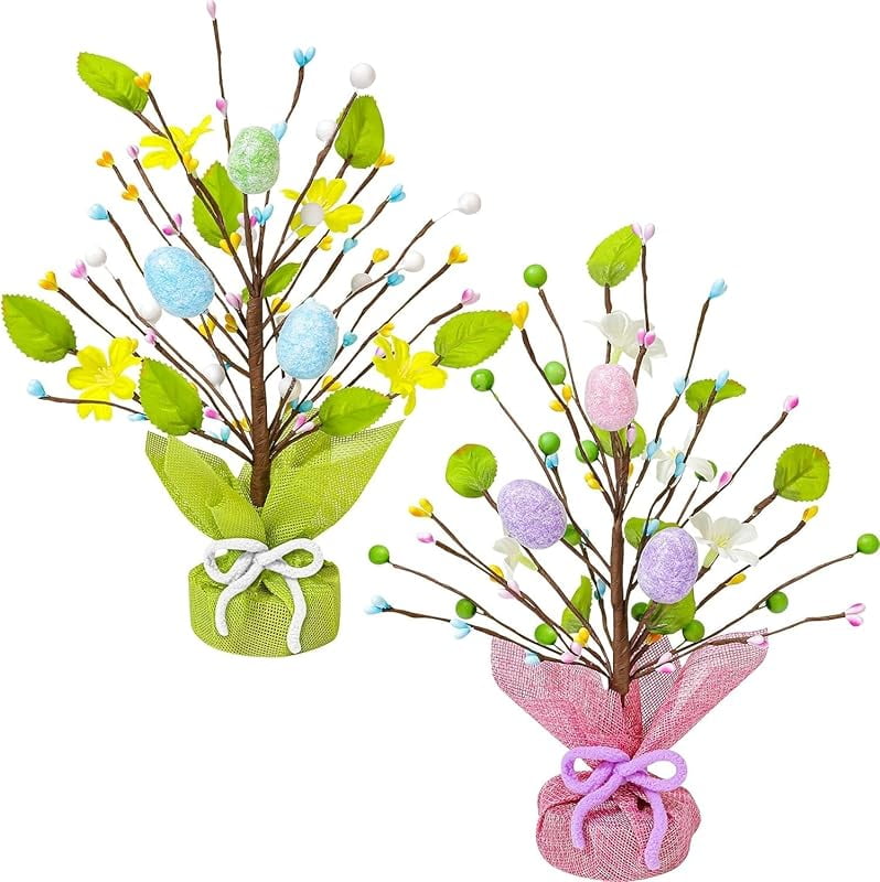 2 Pack & Timer - Lighted Easter Egg Tree Tabletop Easter Decorations 40 ...
