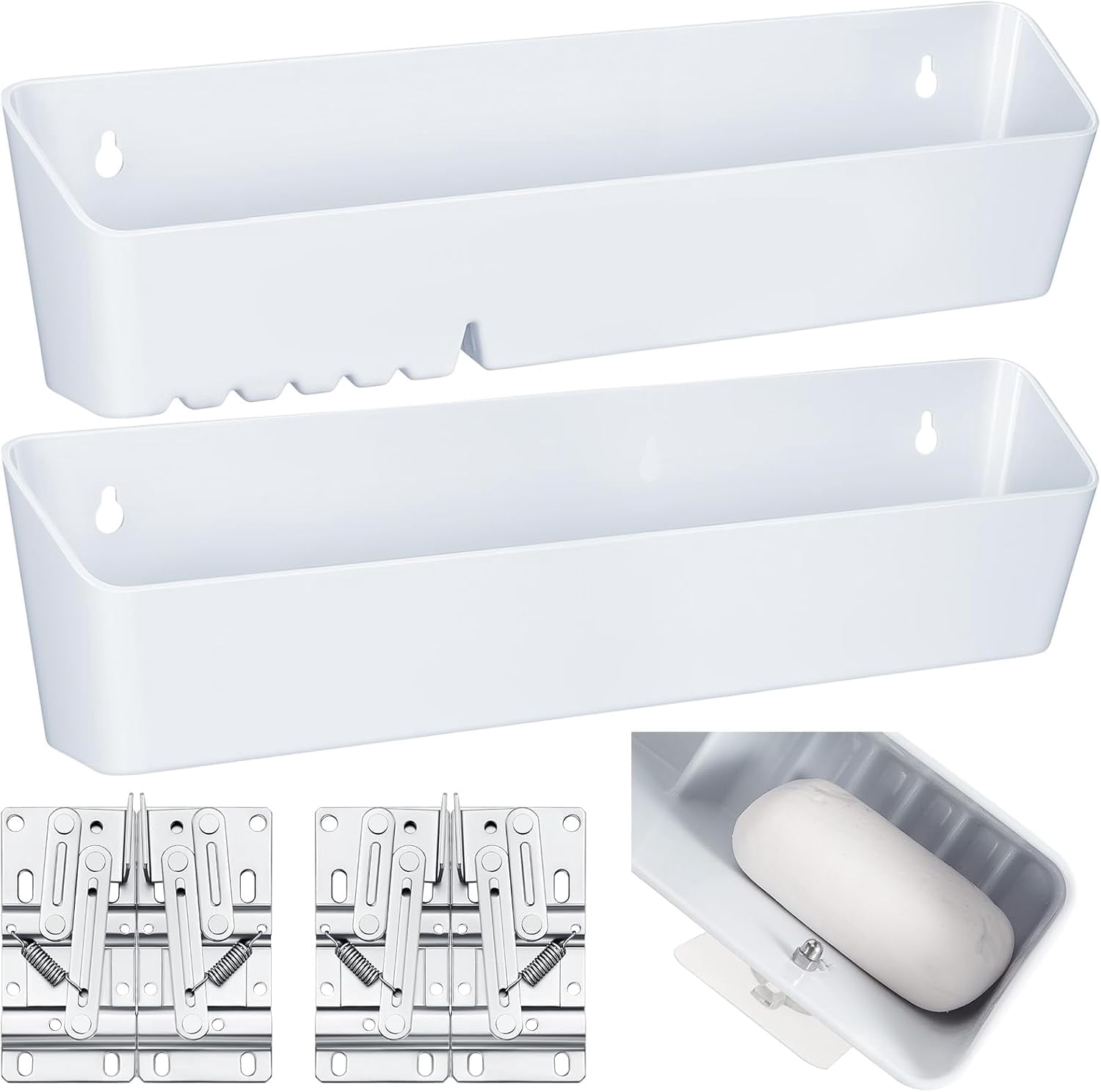 2 Pack Tip Out Tray for Sink with 2 Pairs of Hinges Front Sink Drawer ...