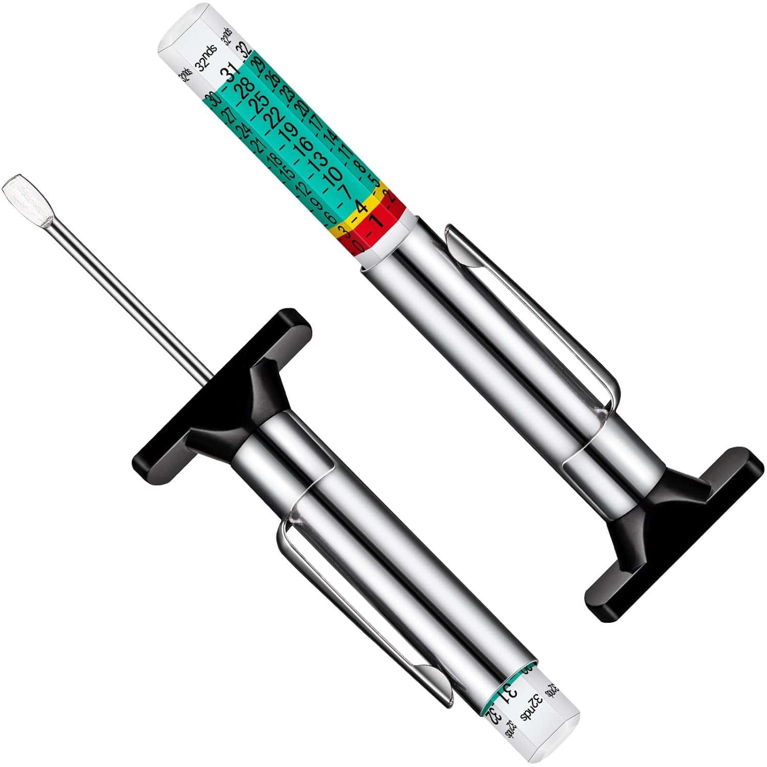 2-Pack Tire Tread Depth Gauge, Color Coded Tire Depth Gauge with Pocket ...
