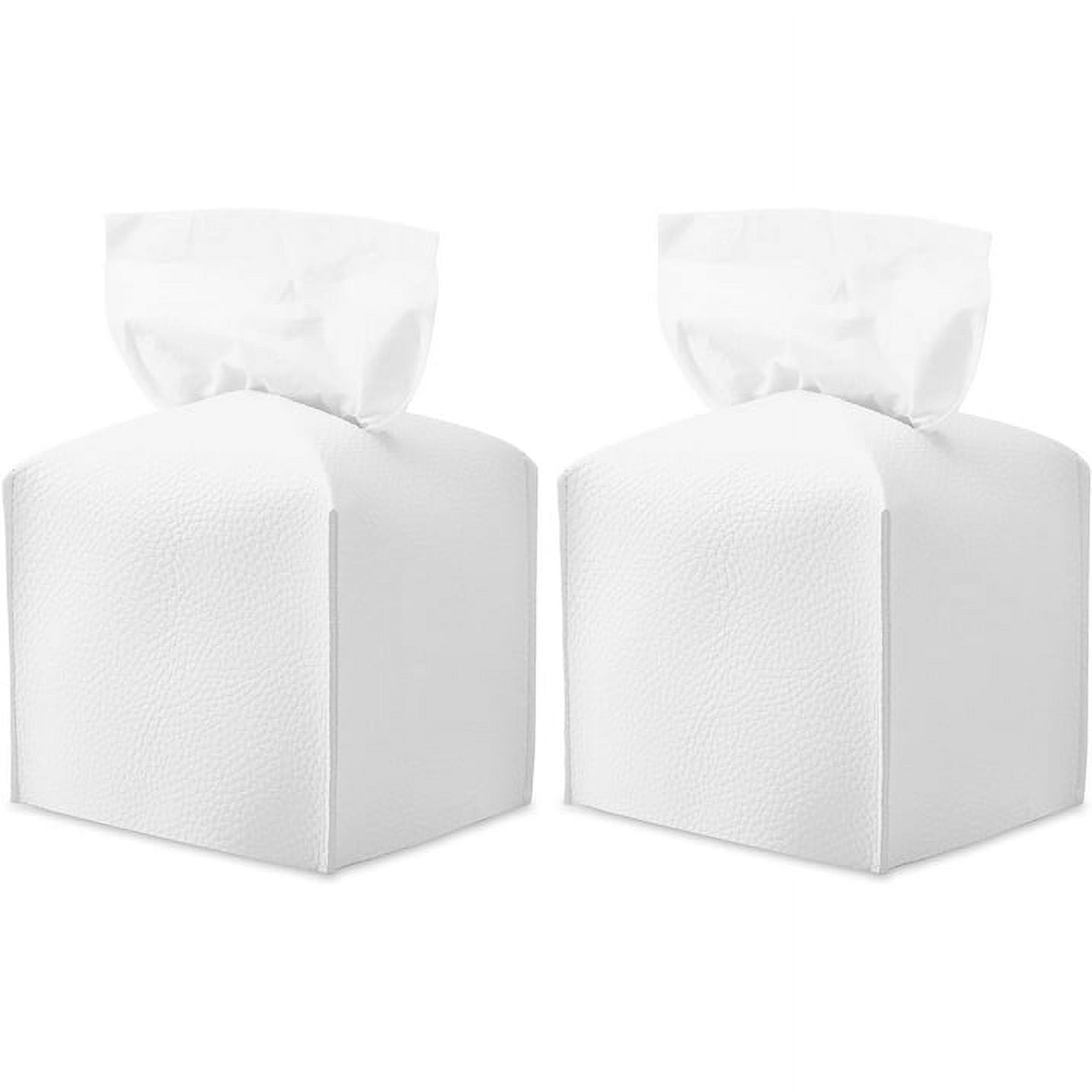 2 Pack Tissue Box Cover, Decorative PU Leather Square Tissue Box ...