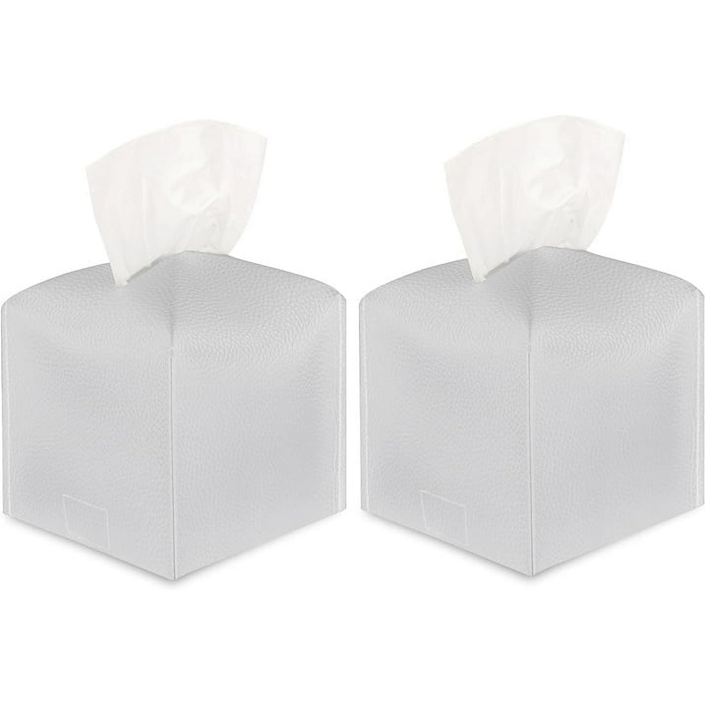 2 Pack Tissue Box Cover, Decorative PU Leather Square Tissue Box ...