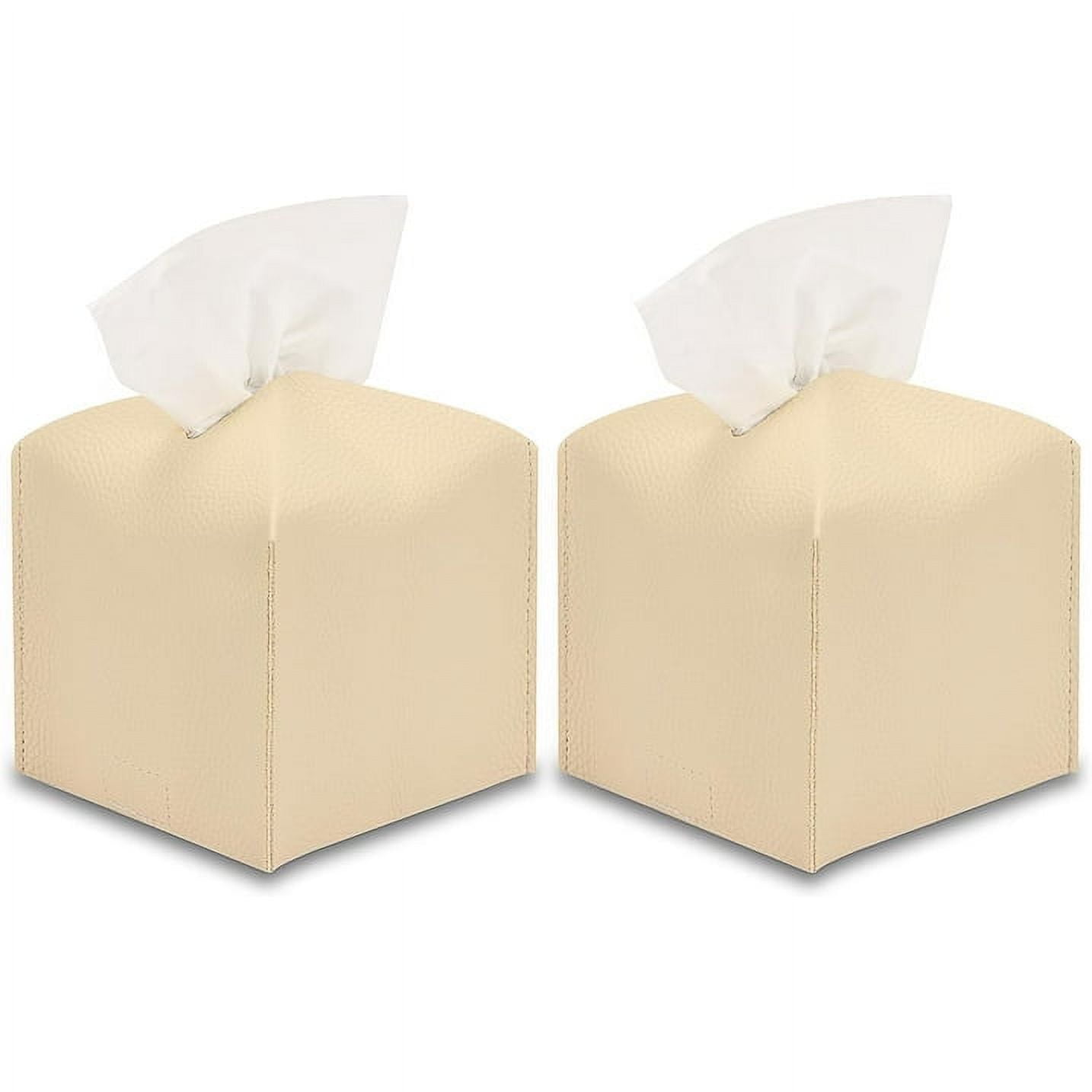 2 Pack Tissue Box Cover, Decorative PU Leather Square Tissue Box ...