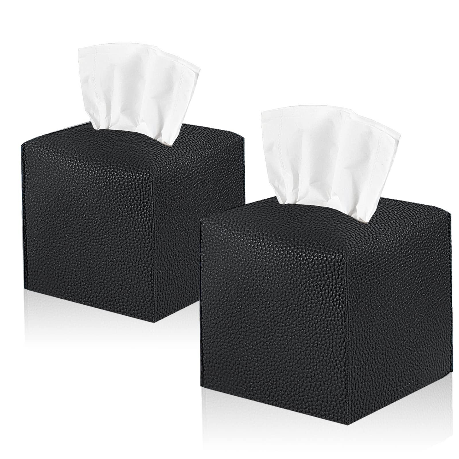 2 Pack, Tissue Box Cover Holder, Square Modern PU Leather Tissue Box ...