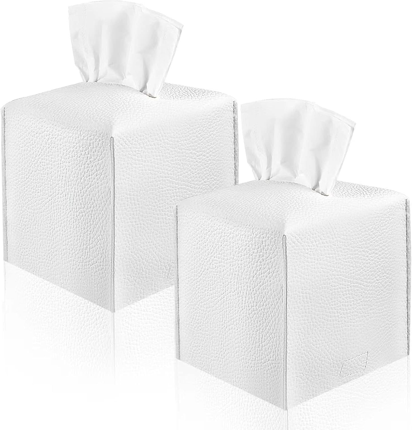 2 Pack, Tissue Box Cover Holder, Square Modern PU Leather Tissue Box ...