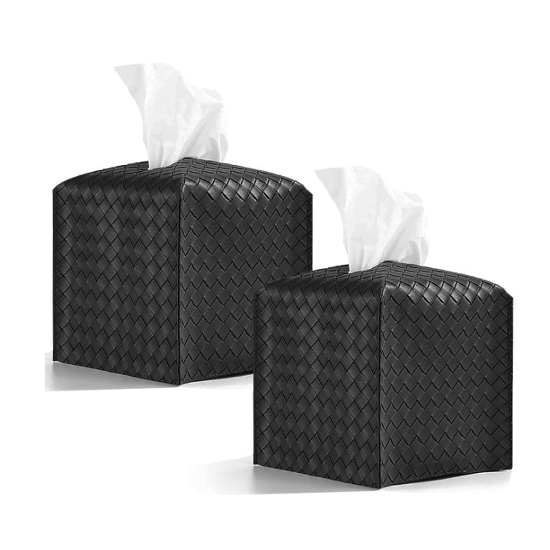 2 Pack Tissue Box Holder, Tissue Box Cover Square, PU Leather Tissues ...