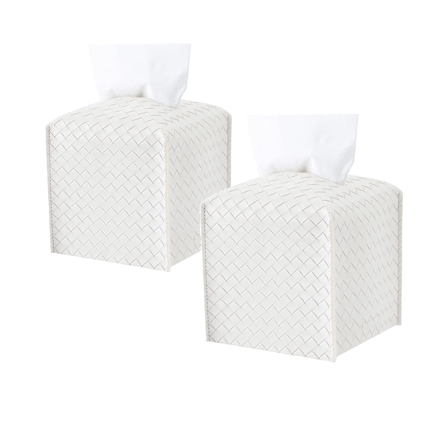 2 Pack Tissue Box Holder, Tissue Box Cover Square, PU Leather Tissues ...