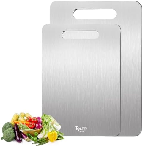 2 Pack Titanium Cutting Board- 100% Pure Titanium Cutting Boards For ...
