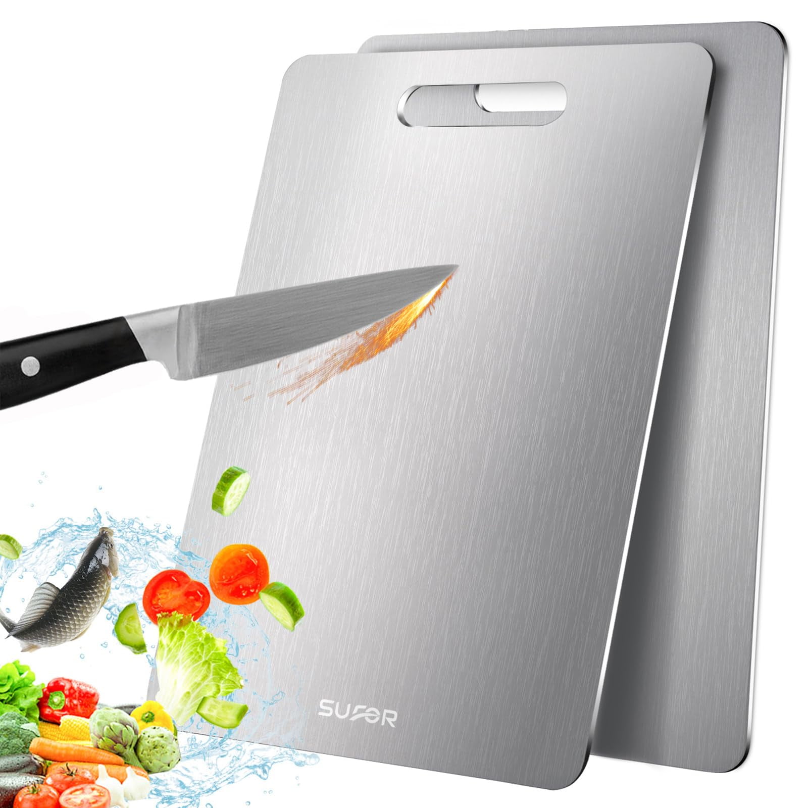 2 Pack Titanium Cutting Board - 100% Pure Titanium Cutting Boards For ...