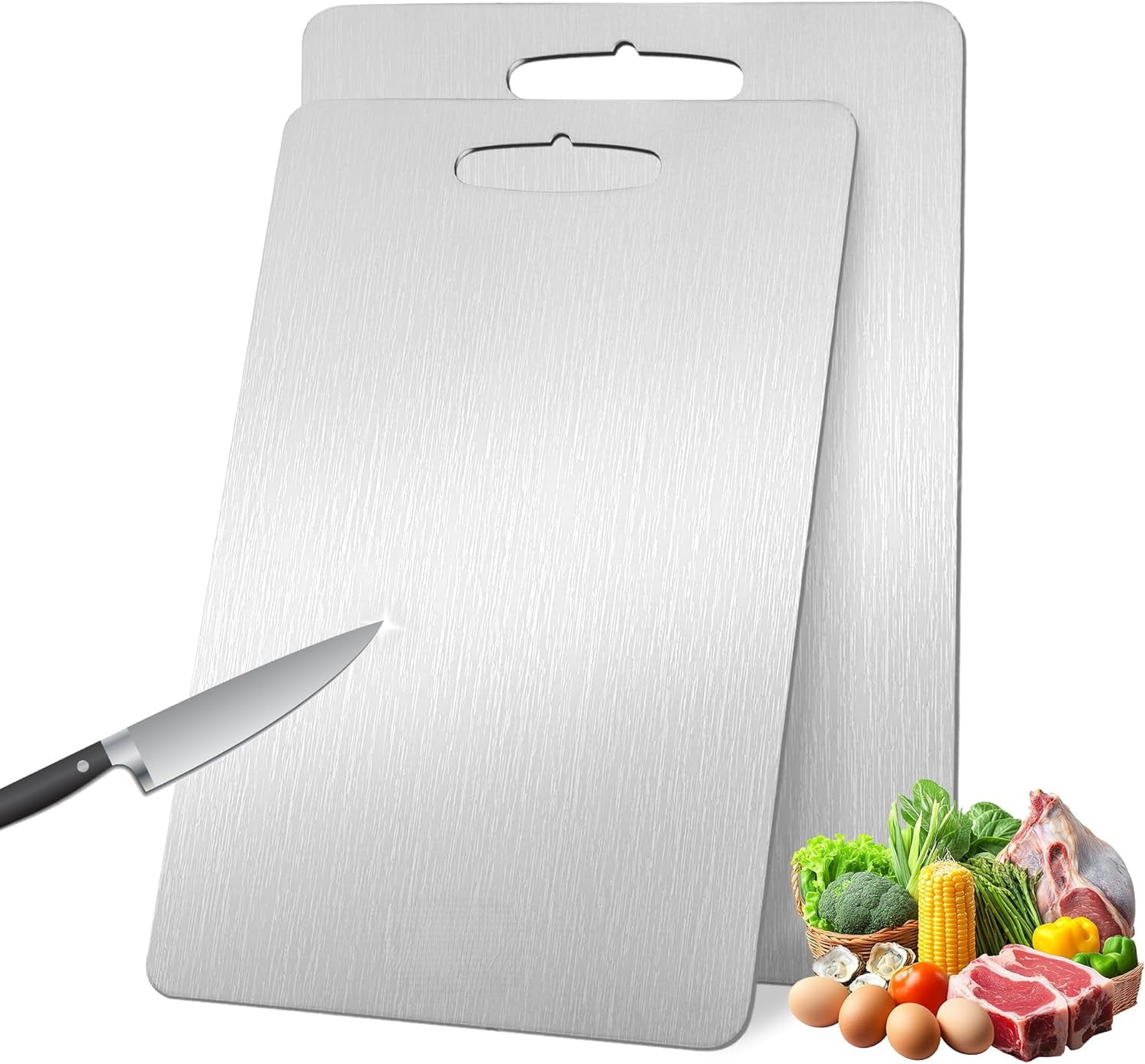 2 Pack Titanium Cutting Board-100% Pure Titanium Cutting Boards For ...