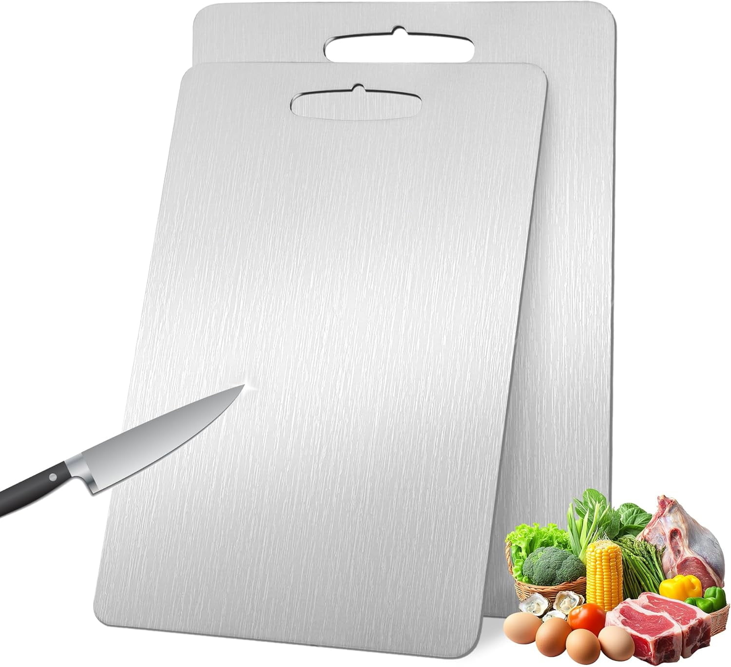 2 Pack Titanium Cutting Boards 100% Pure Titanium for Kitchen .Cutting ...