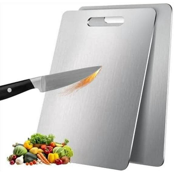 2 Pack Titanium Cutting Boards for Kitchen,100% Pure Titanium, Cutting ...
