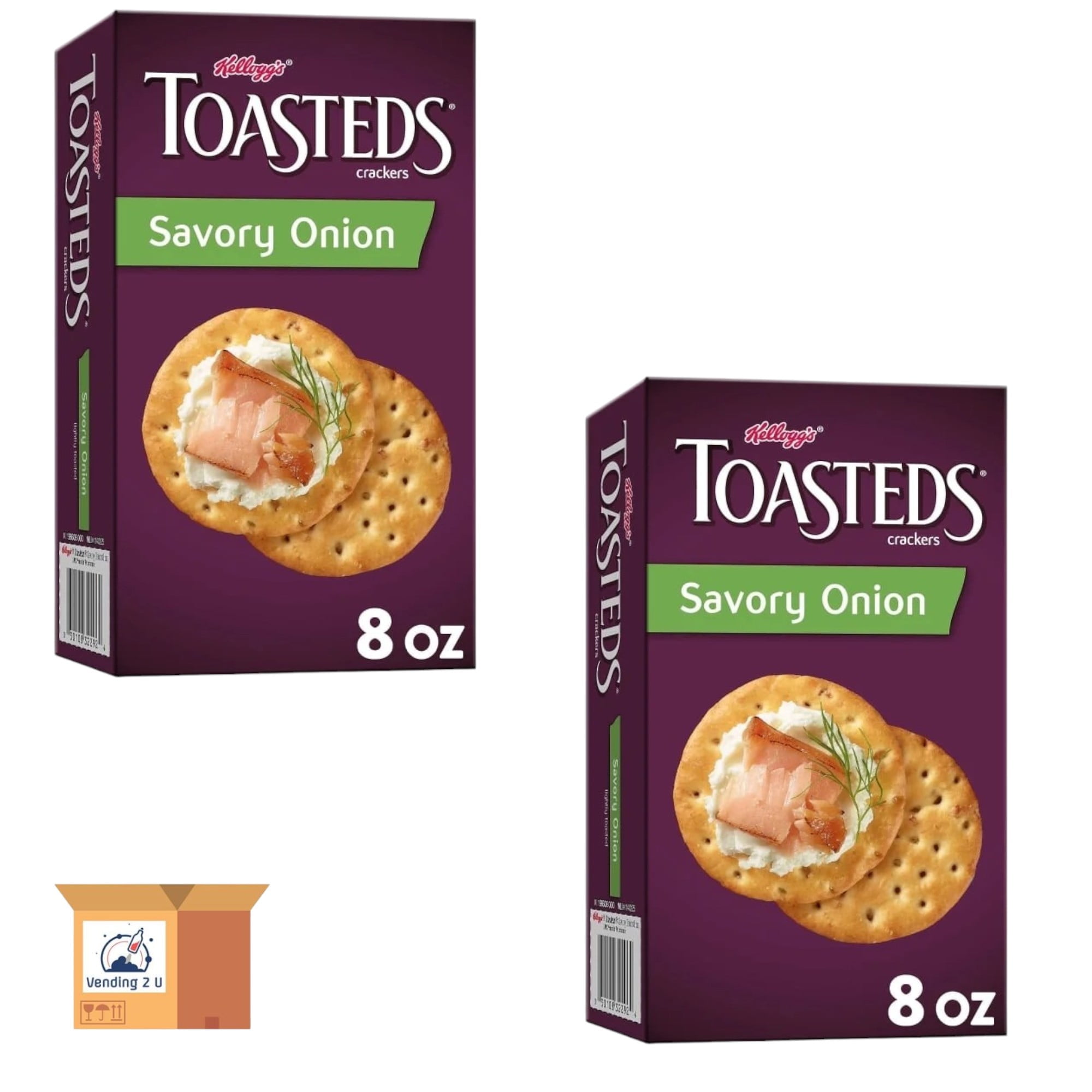 Toasteds Lightly Toasted Savory Onion Crackers, 2 Pack, 8 Oz, Crispy ...