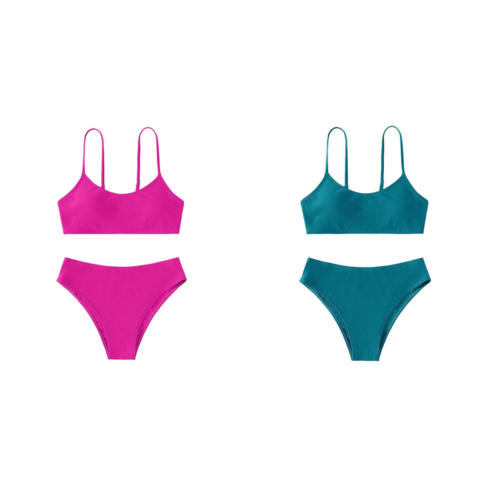 2-Pack,Toddler 2 Piece Swimsuit Sport Solid High Waist Bikini Set ...