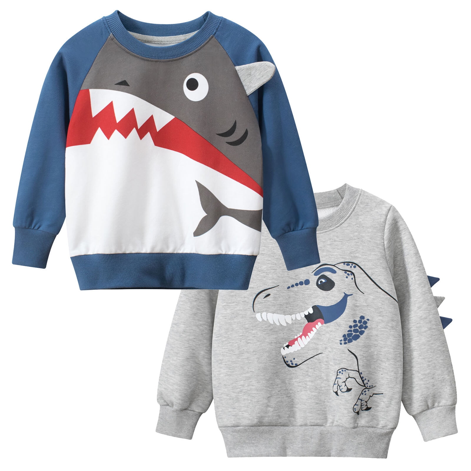 2 Pack Toddler Boys Sweatshirts Cartoon Long Sleeve Pullover Crewneck ...