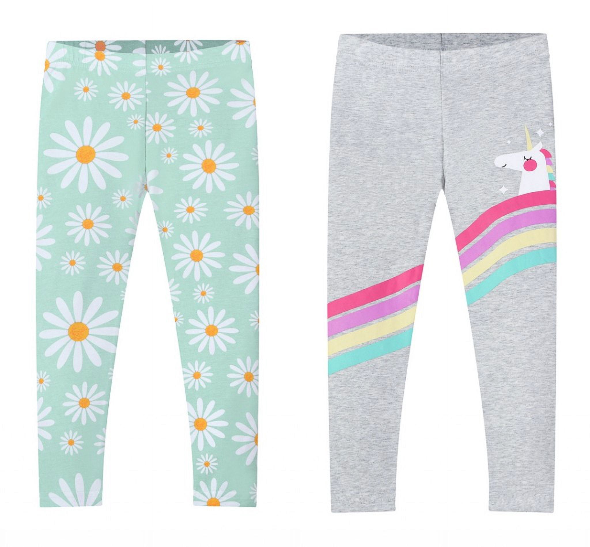 2 Pack Toddler Girls Casual Skinny Pants Candy Color Printed Stretch ...