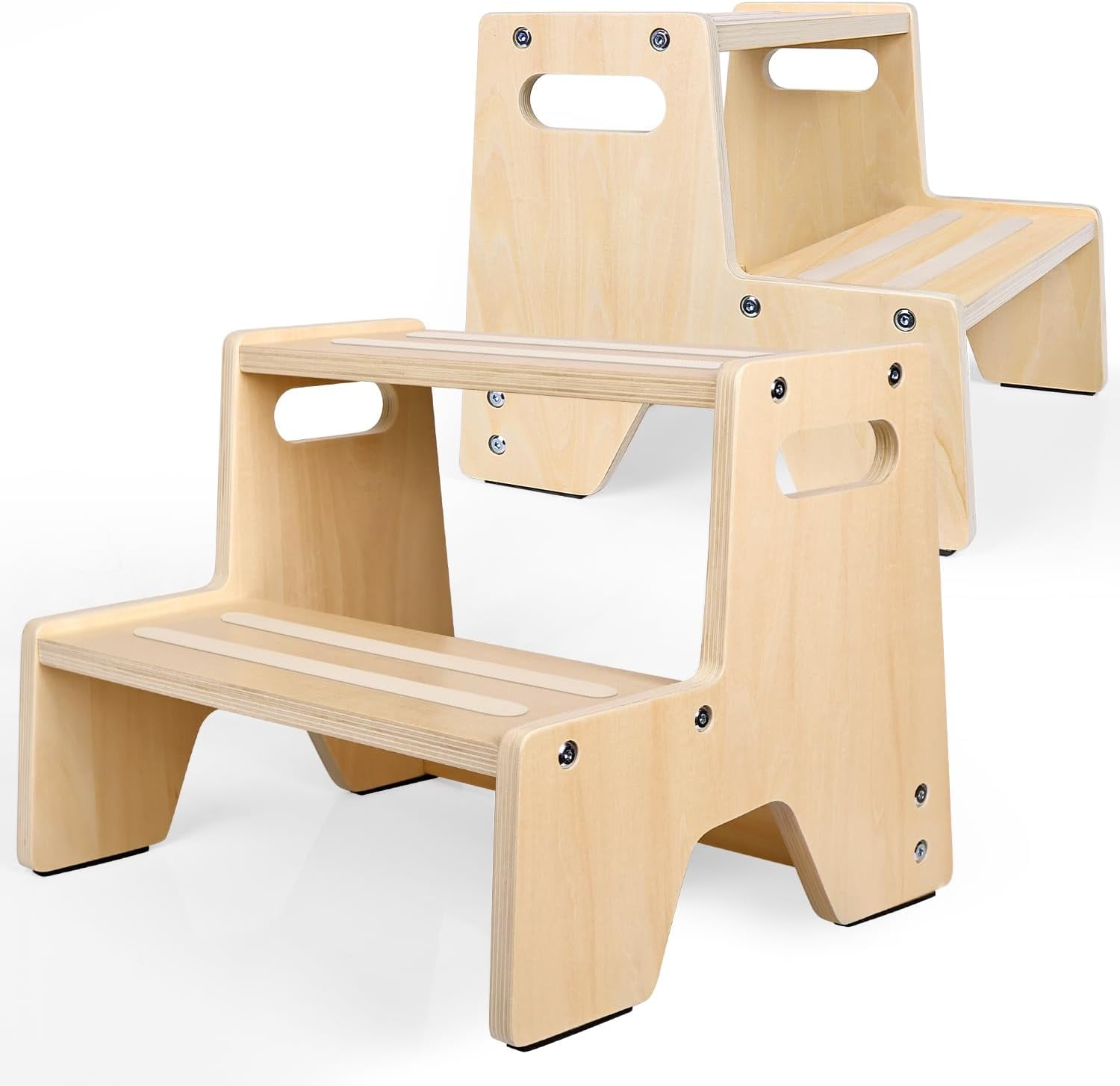 2 Pack Toddler Step Stool Wooden Step Stool for Kids with Anti-Slip ...